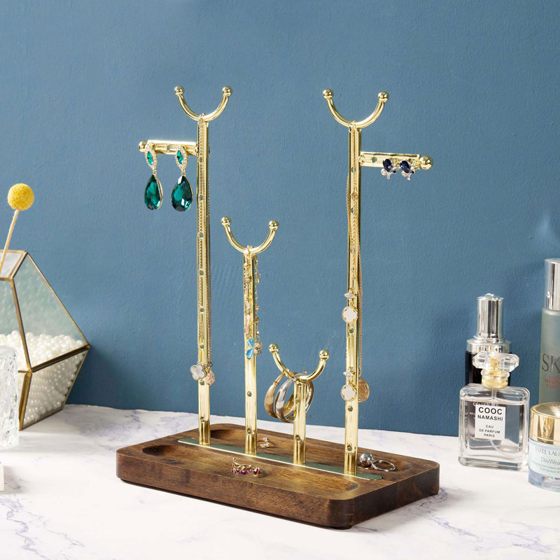 Mercer41 Tabletop Brown Finish Jewelry Organizer Stand Wayfair